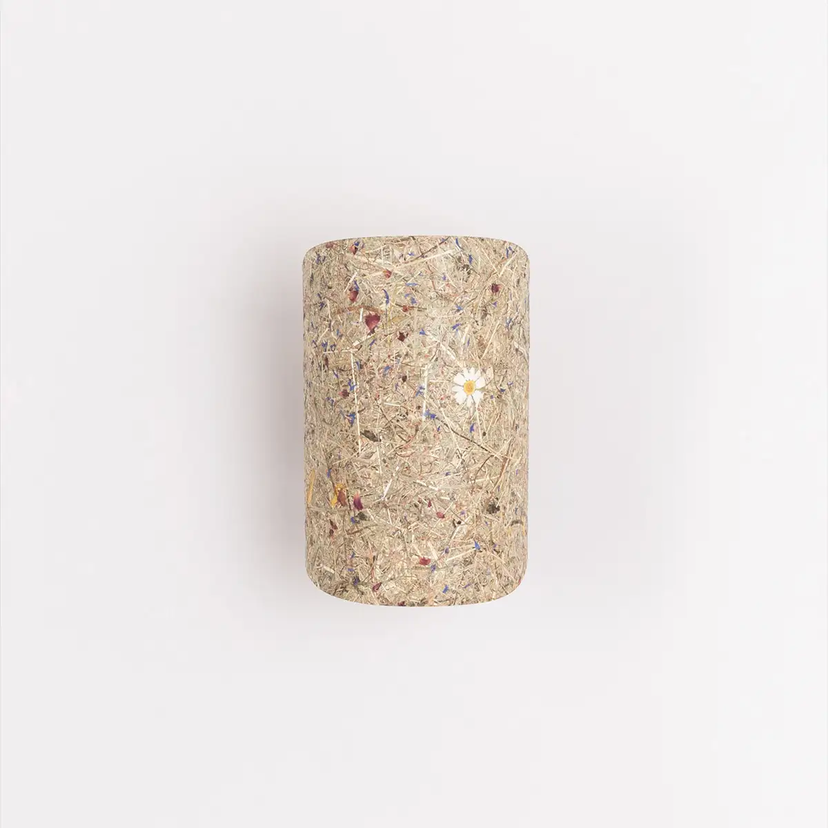 Wandlampe aus Eiche, geschwungener Lampenschirm aus Almwiese mit Blüten ...